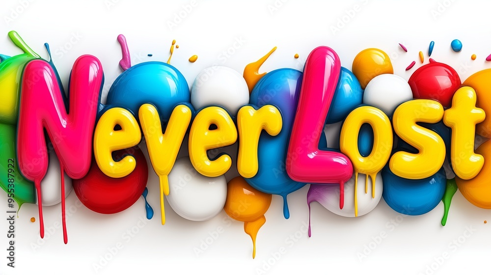 Never lost is the title of the image. The image is a colorful and ...