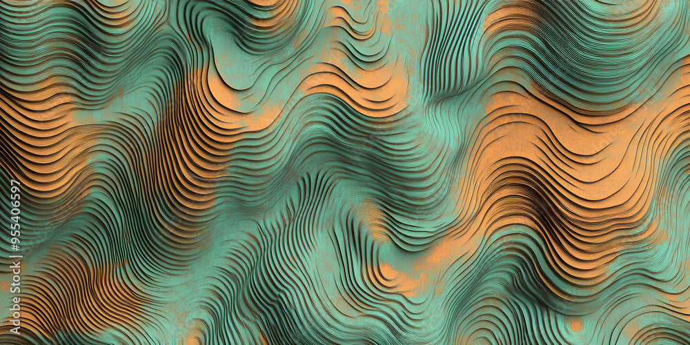 Seamless abstract topographic map wavy ridged lines background texture ...