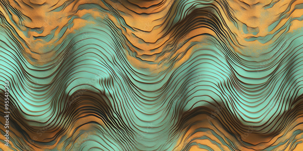 Seamless abstract topographic map wavy ridged lines background texture ...