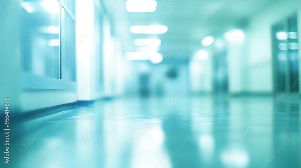 This abstract, blurred background image features the interior of a ...