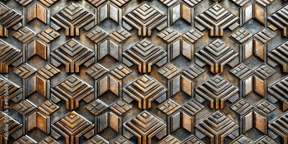 Metallic Intricate Pattern: A seamless texture of interlocked metallic ...