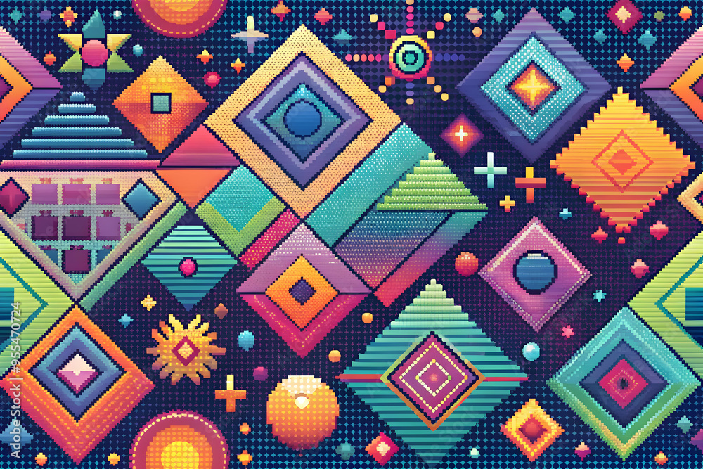 Pixelated Paradise: A vibrant and playful seamless pattern bursting ...
