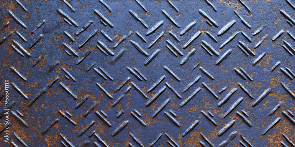 Seamless scratched and worn grungy diamond embossed metal floor plate ...