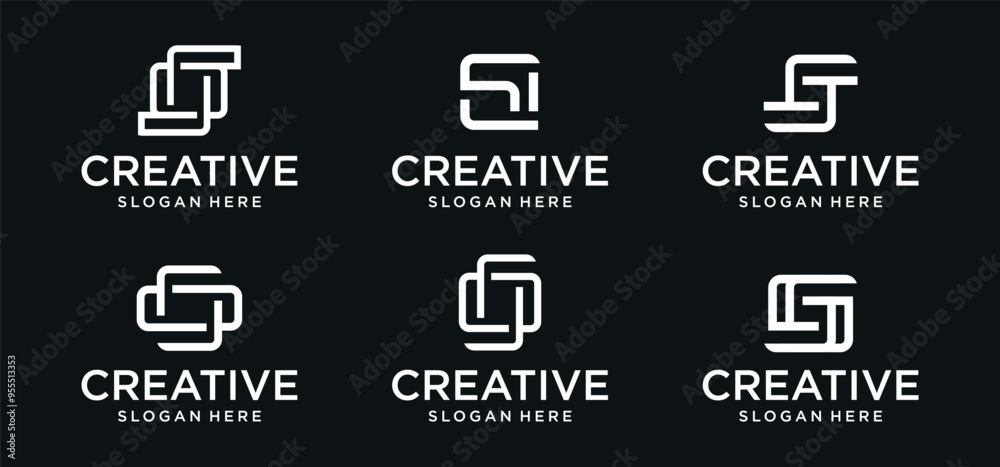 Collection of S letter logos. S logo with technology concept for brands ...
