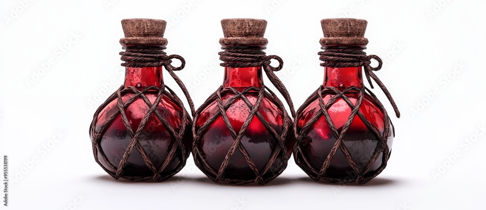 PNG transparent background of vintage magical potion with red, blue and ...