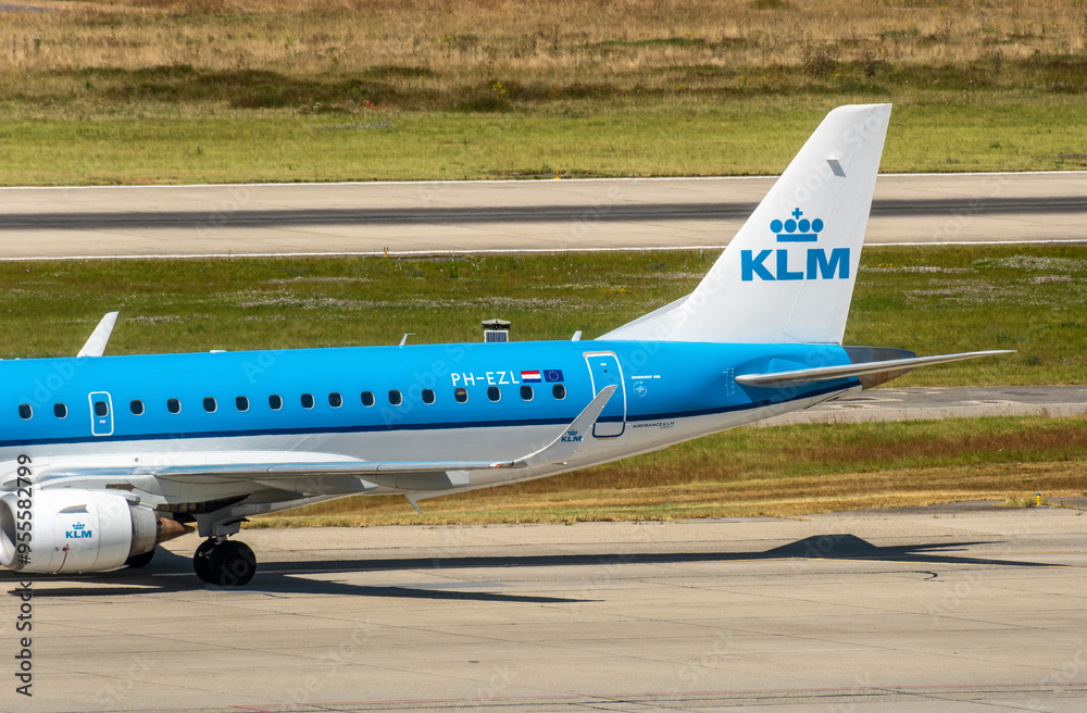 Geneva, Switzerland - August 13, 2024: sign and logo on an airplane of ...