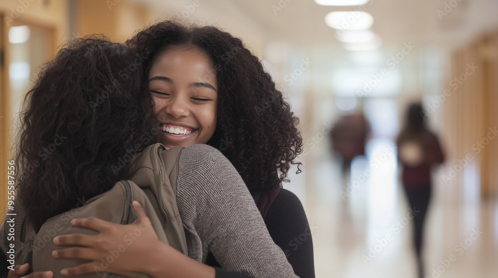 candid image capturing the genuine happiness of a black student hugging ...