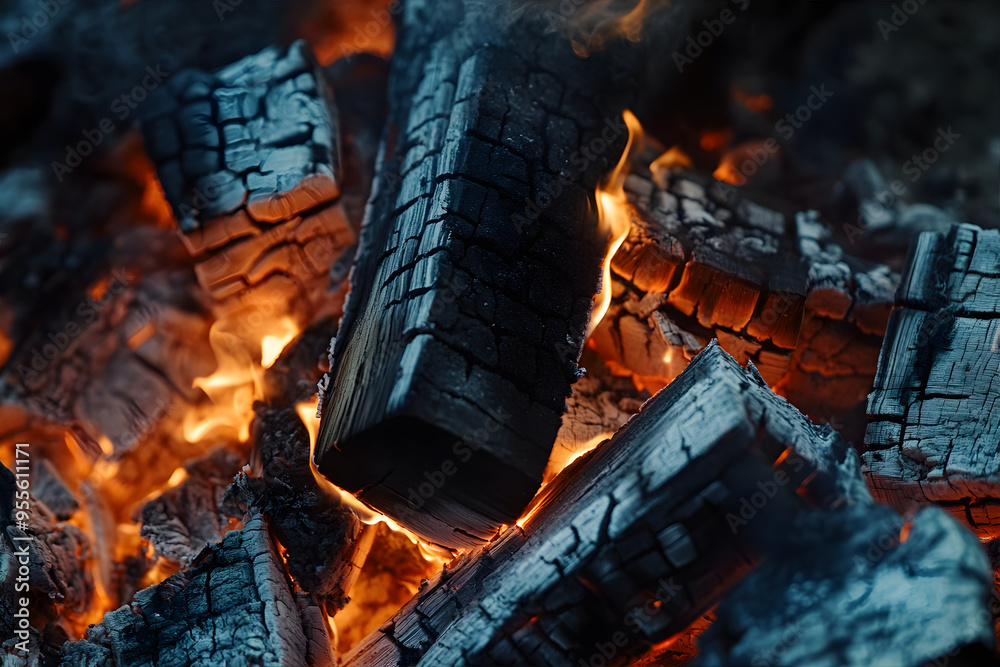Burning log, Yule Log celebration concept. Midsummer Bonfire - the ...