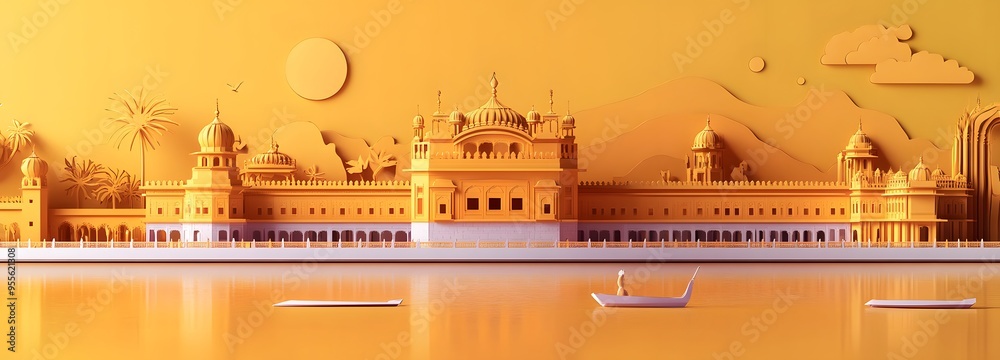 39. **Illustrate a 3D paper cut of the Golden Temple in Amritsar ...