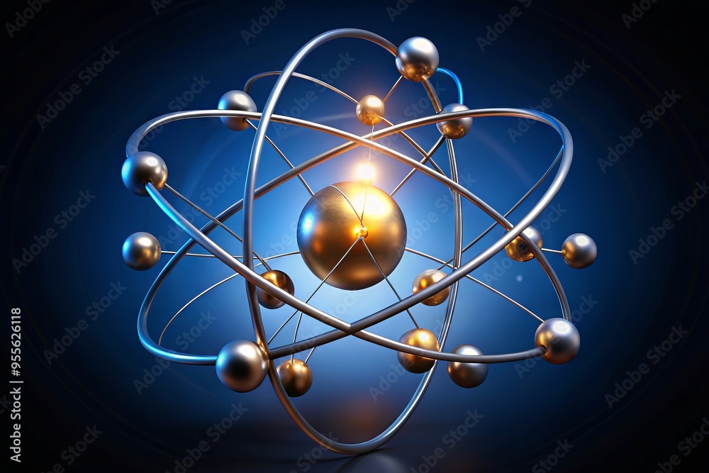 Illuminated 3D atomic structure diagram showcasing titanium's atomic ...