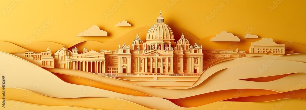 13. **Create a 3D paper cut concept of Vatican City with St. Peter is ...