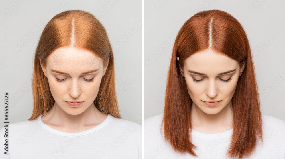 Non invasive hair treatment showcasing the enhancement of hair texture ...