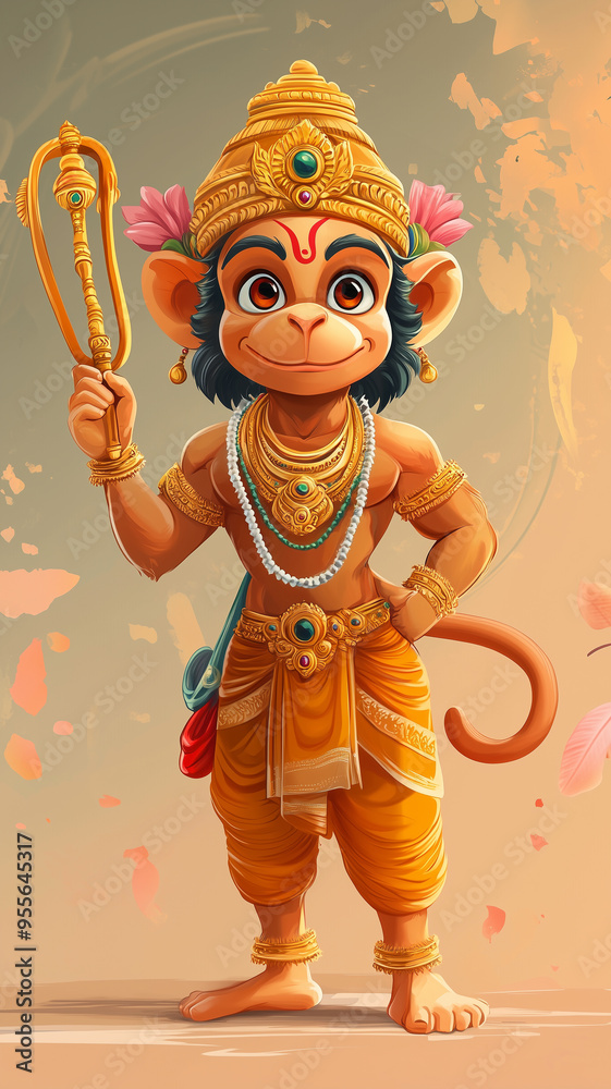 Lord Hanuman, indian cartoon style, vivid colors. Hanuman is a Hindu ...