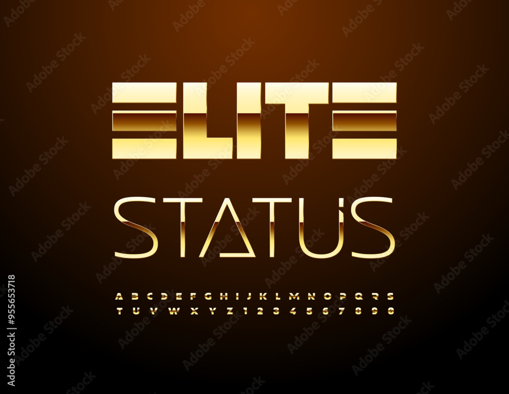 Vector premium sign Elite Status. Exclusive Chic Font. Trendy Golden ...