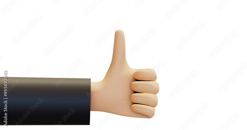 In the animation, a cartoon hand is displaying a positive gesture by ...