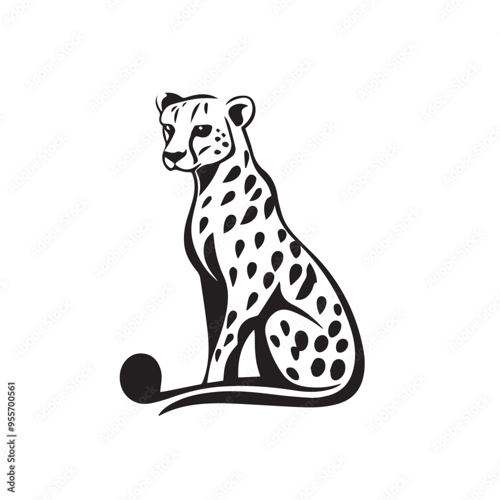 Cheetah in cartoon, doodle style . Image for t-shirt, web, mobile apps ...