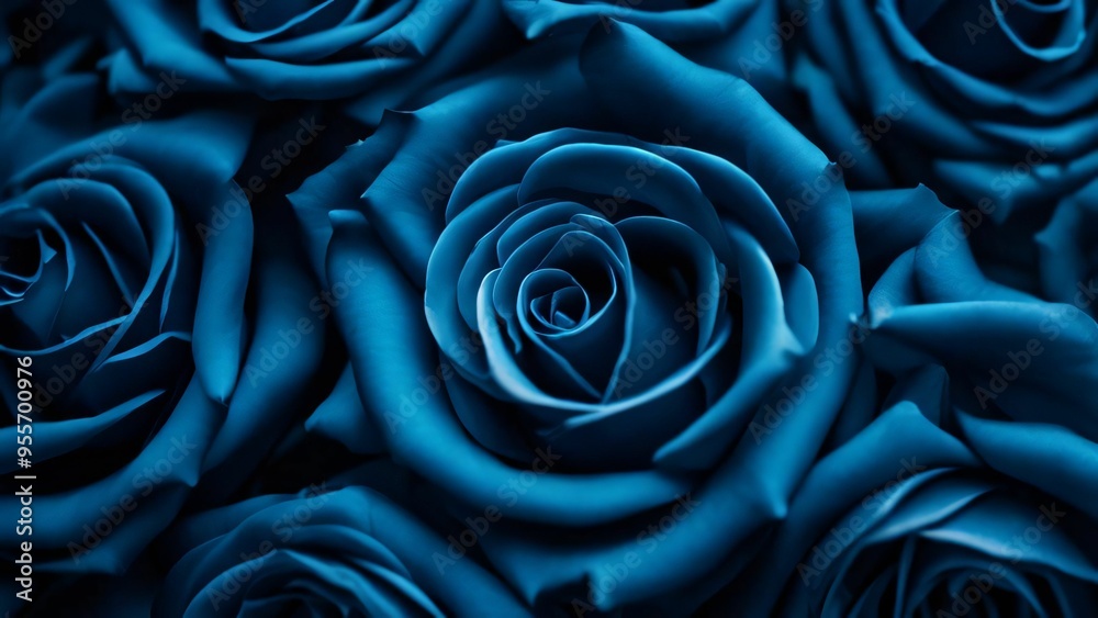 Floral background with blue roses top view. Beautiful blue rose closeup ...