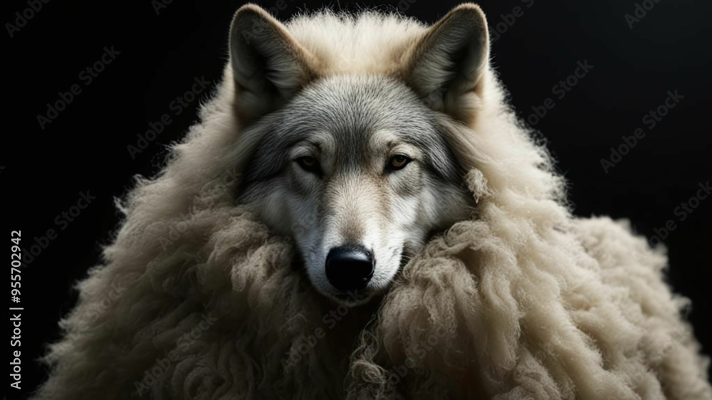 Wolf wearing sheepskin cloak. Wolf wearing sheep's clothing. Being ...