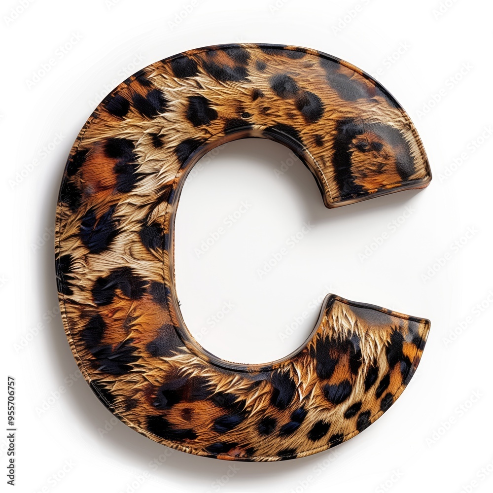 Animal Print Alphabet Letter C Typography Drawing, English ABCs Ornate ...