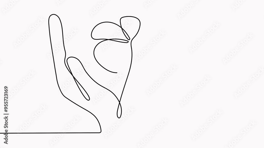 Hands holding flower continuous line art drawing animation. Plumeria ...