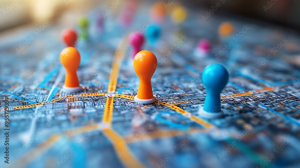 Educational roadmap course paths objectives and colorful markers Stock ...