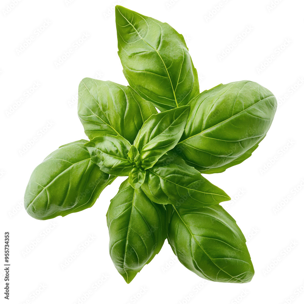 Fresh green basil leaves isolated on white background, perfect for ...