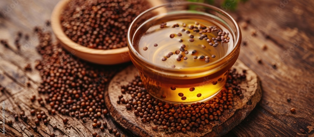 Brown Mustard Seeds Mustard Seed S Oil Tea And Crushed Mustard Seeds On ...