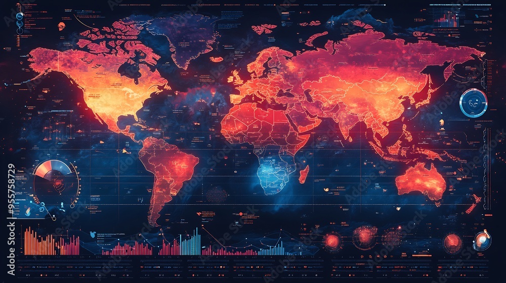 Global trends infographic maps data points and clear visual ...