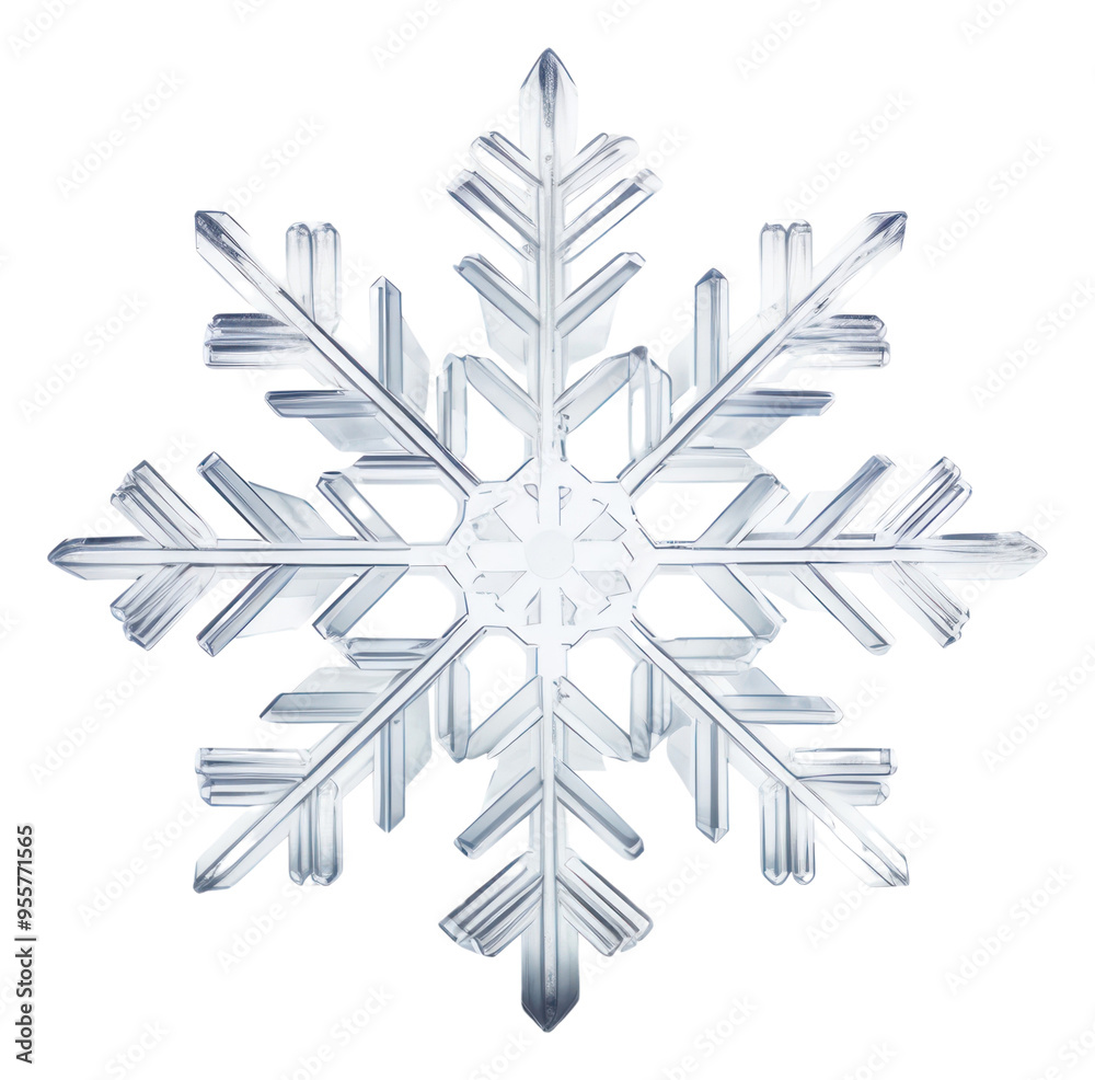 PNG 3d transparent glass render of snowflake white white background ...