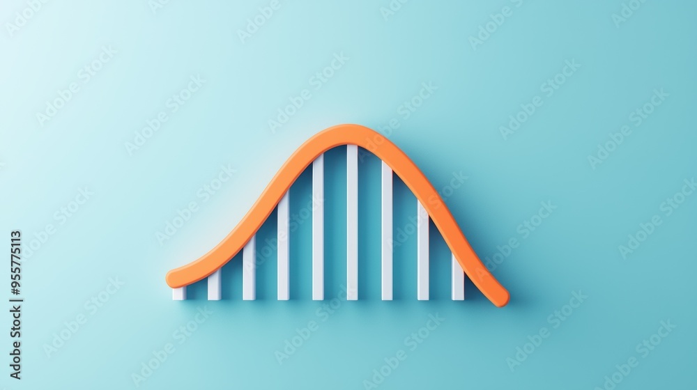 3D Normal Distribution Curve with Orange Line A 3D representation of a ...