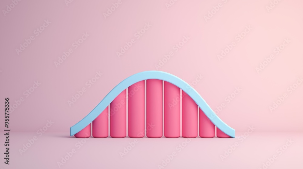 Colorful Normal Distribution Curve On Pink Background Stylized Normal Distribution Curve With