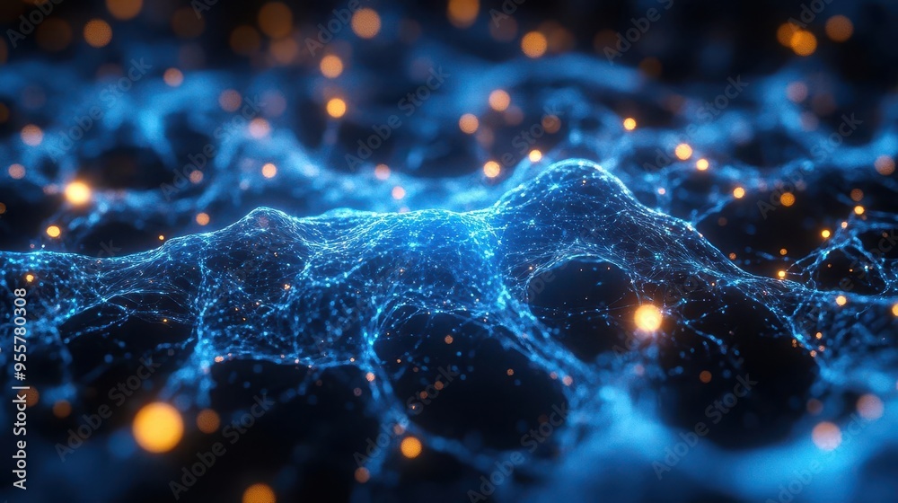 electromagnetic field visualization glowing blue lines on black ...