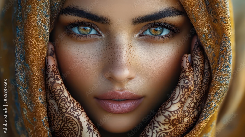 enigmatic portrait of veiled arab woman with captivating gaze intricate ...