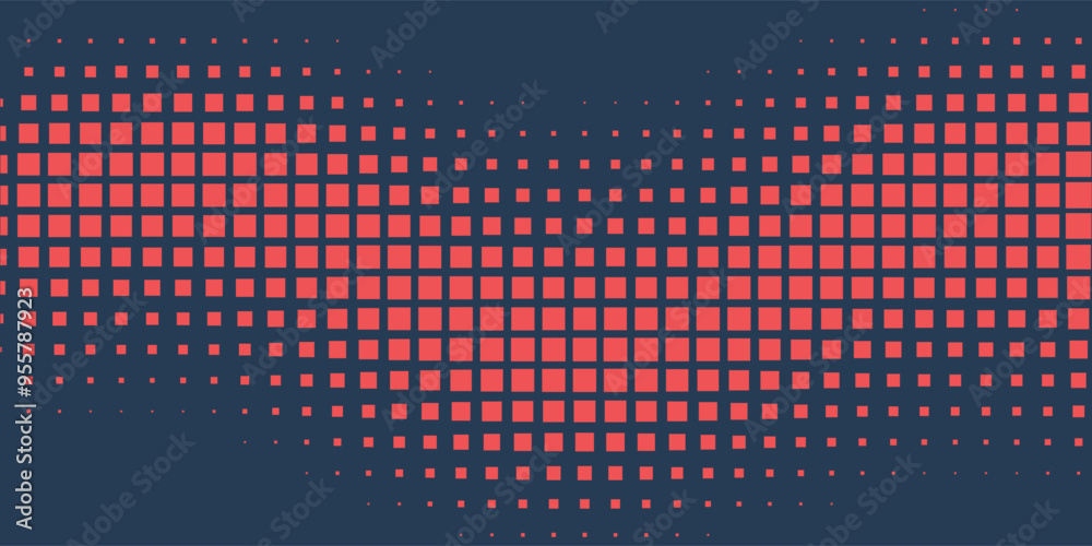 Vector Chequered Halftone Pattern Smooth Curved Border Red Blue ...