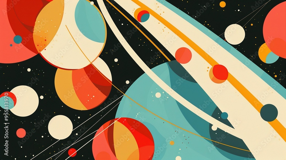 1950s - 1960s Colors and Shapes in a Mid Century Modern Space Age Style ...