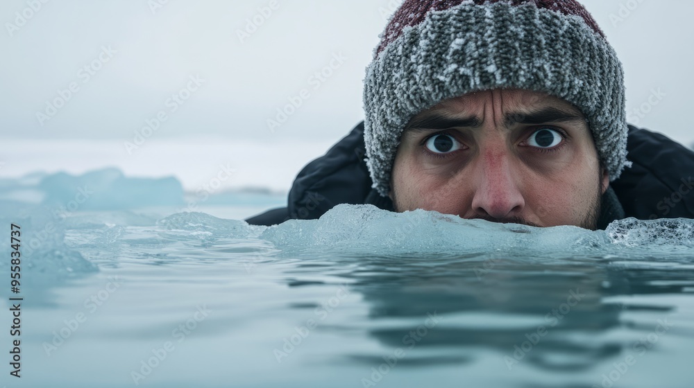 Climate change, warming, melting glaciers, rising sea levels, ice water ...