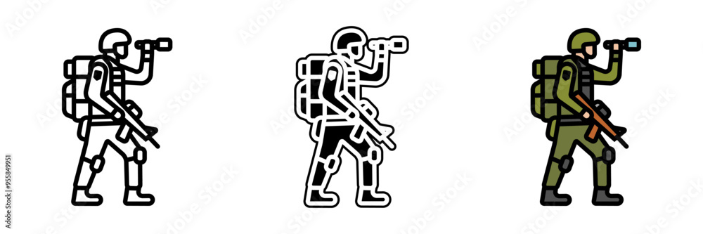 Reconnaissance icon, the military practice of surveying or gathering ...