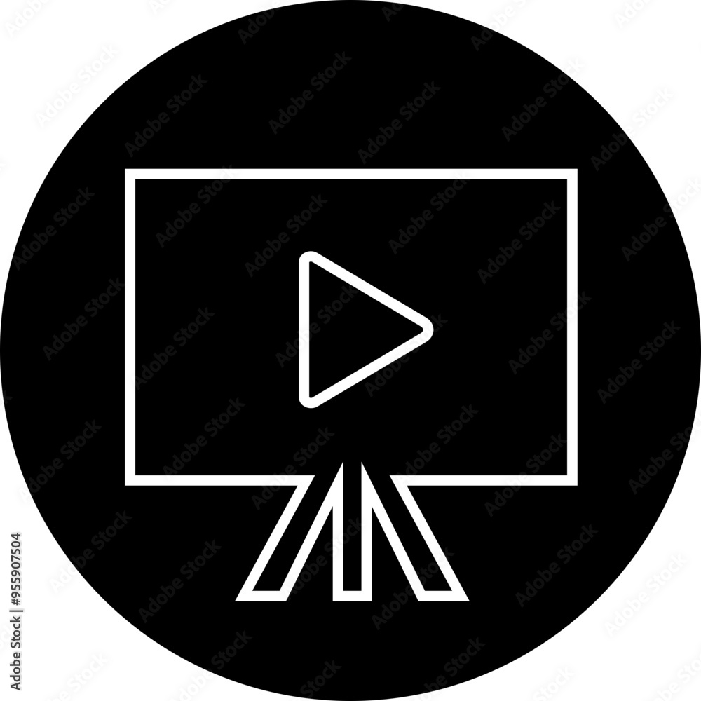 Play video button icon. Trendy circle vector in linear style. Radio ...