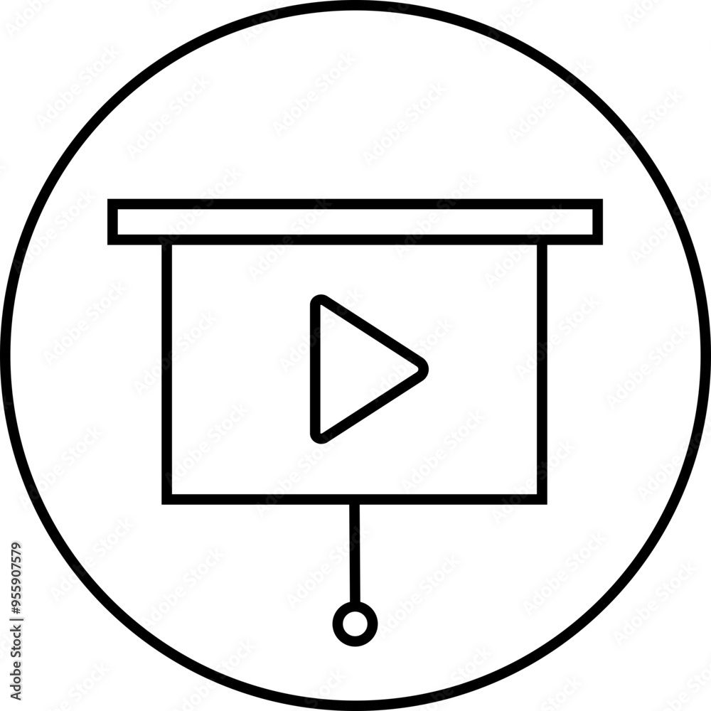 Play video button icon. Trendy circle vector in linear style. Radio ...