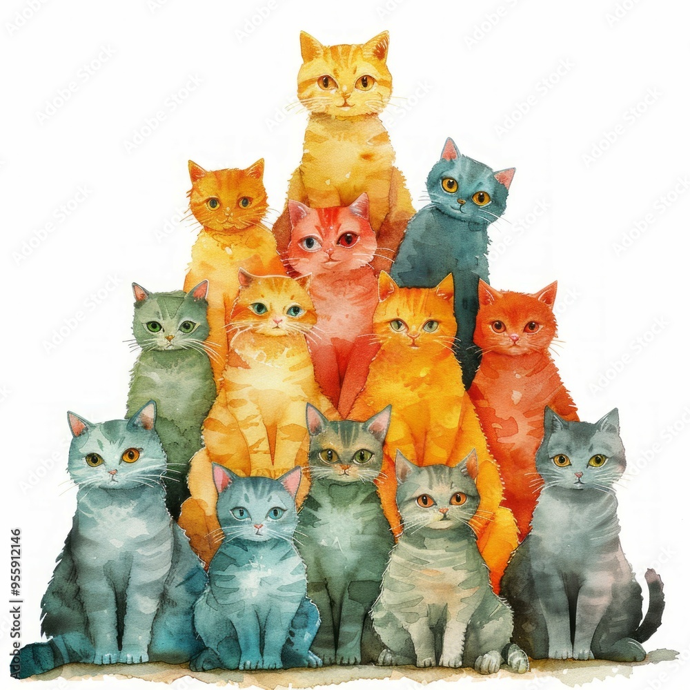 funny cats like a pyramid Created with Generative AI technology. Stock ...