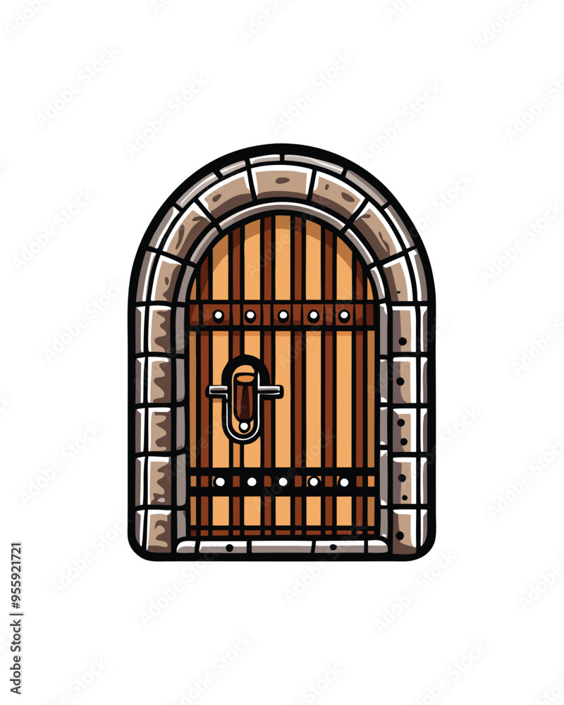 Vetor de Editable stroke vector of a dungeon door with an i (9) - game ...