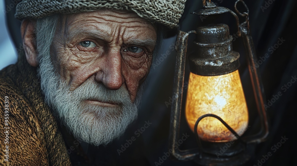 Portrait of an Elderly Russian Buoy Keeper: A Super-Realistic Depiction ...