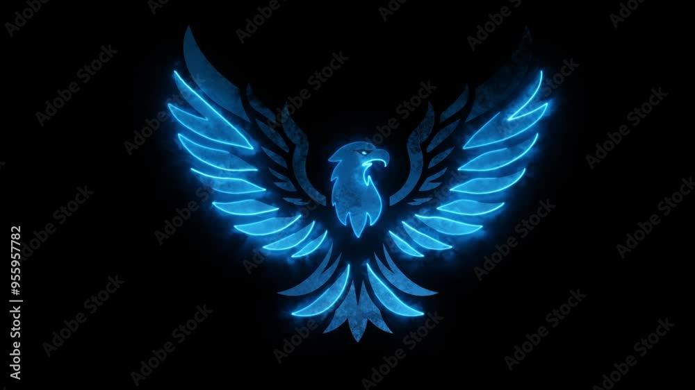 Blue Eagle Animated Neon Logo with Reveal Effect - Overlay Graphic ...