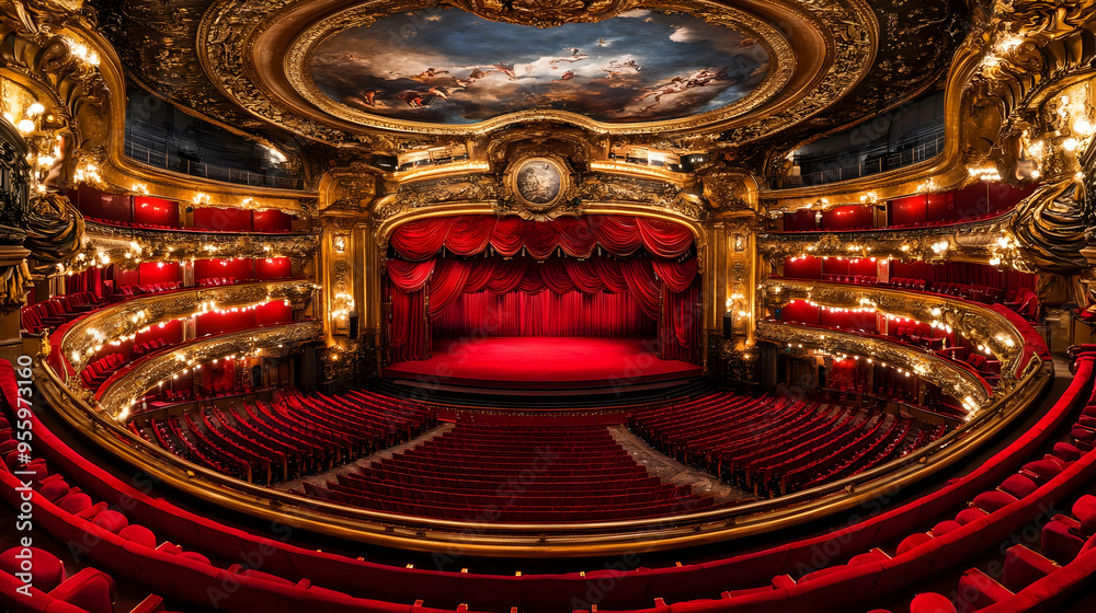 Grand Opera House Interior with Red Velvet Seats and Stage Stock ...