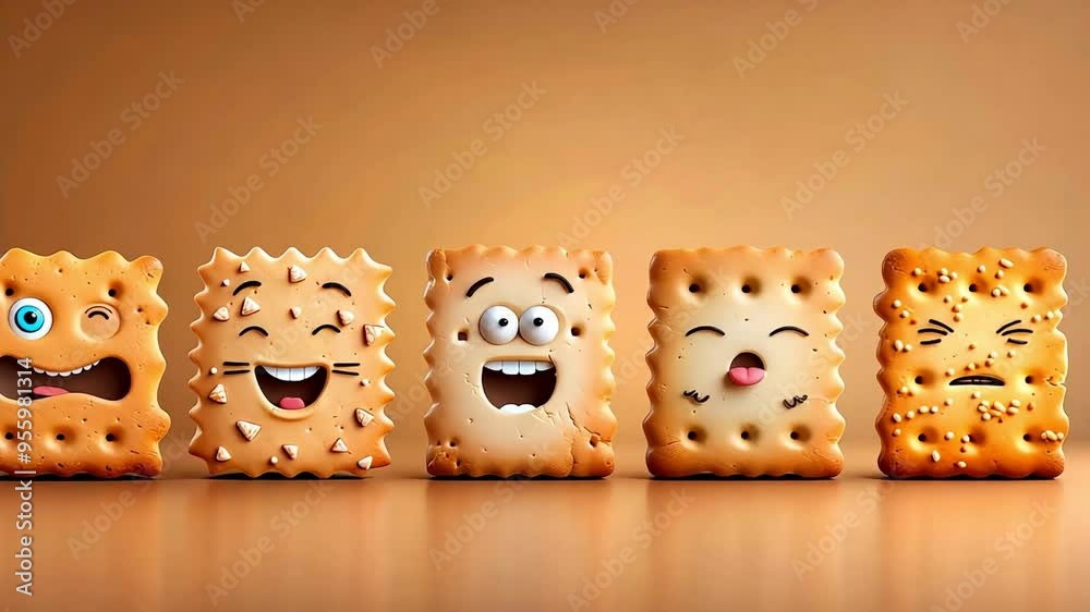 Cartoon characters of crackers, featuring cute cookies with funny faces ...