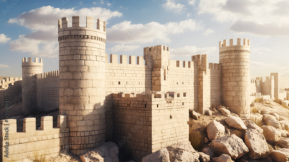 Destruction of Jericho Crumbling medieval castle fort walls Biblical ...