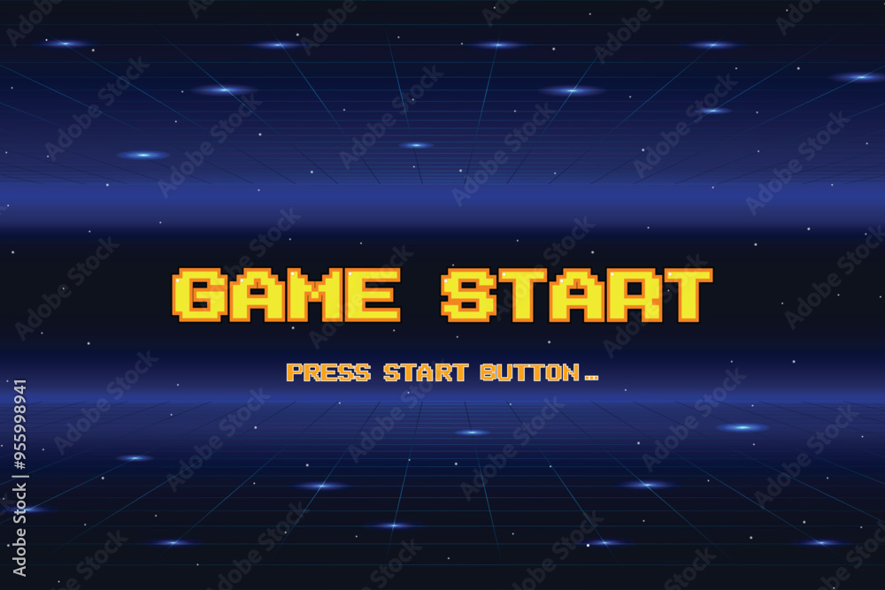 GAME START. pixel art .8 bit game. retro game. for game assets .Retro ...