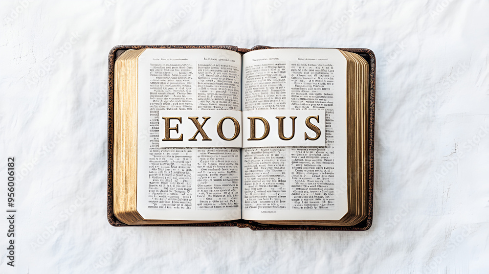 Book of Exodus Open bible revealing the name of the book of the bible in a epic cinematic ...