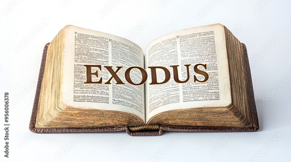Book of Exodus Open bible revealing the name of the book of the bible in a epic cinematic ...