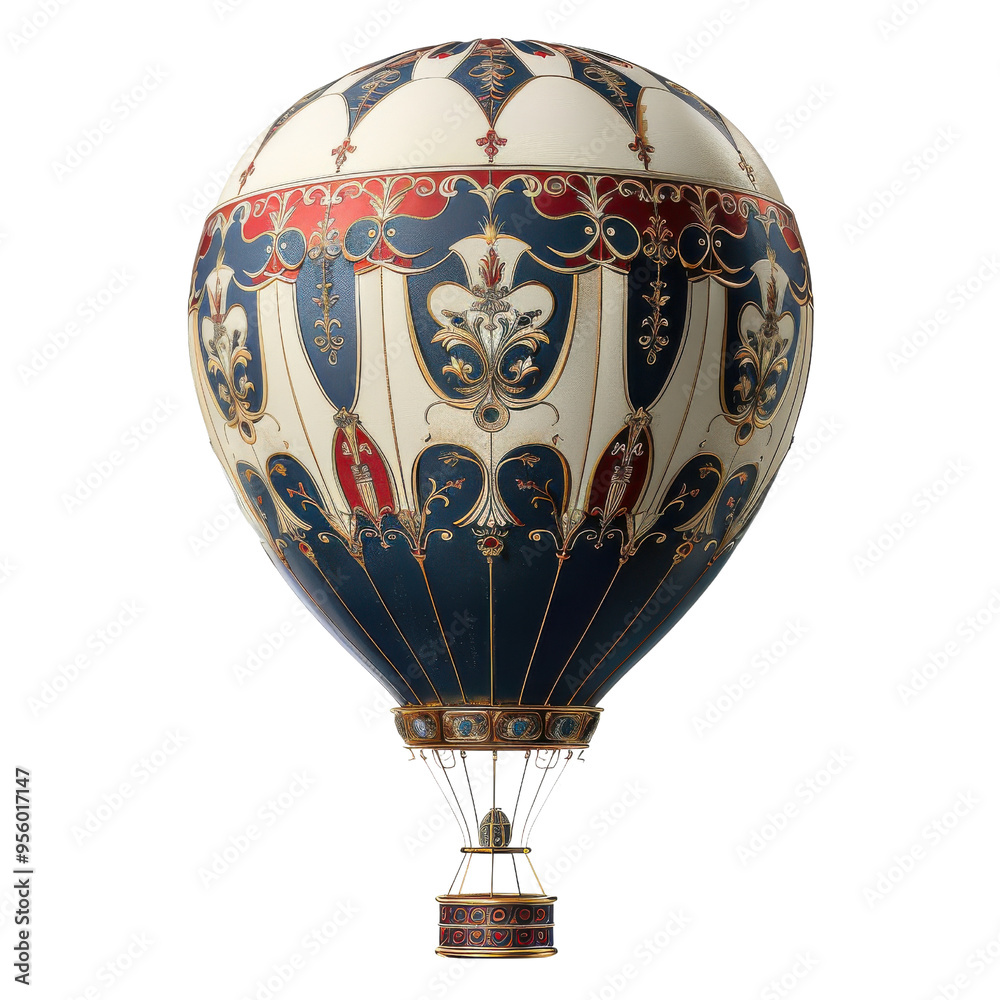 Elegant vintage hot air balloon with intricate designs and rich colors ...